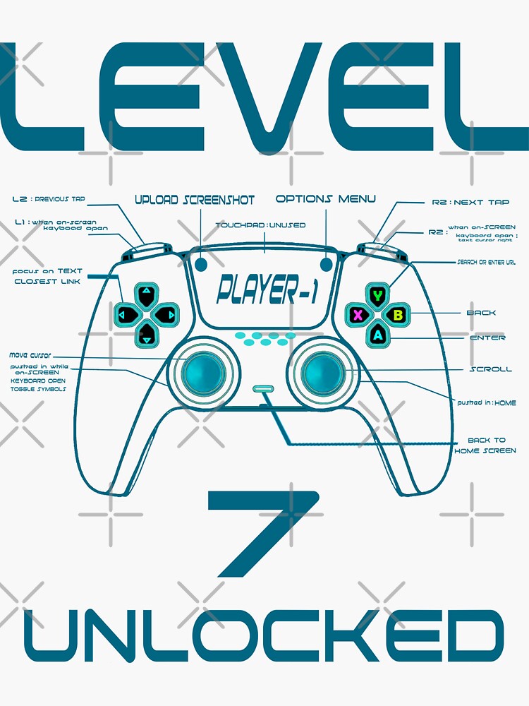 "Level 7 Unlocked Video Game 7th Birthday Gamer Boys" Sticker for Sale ...