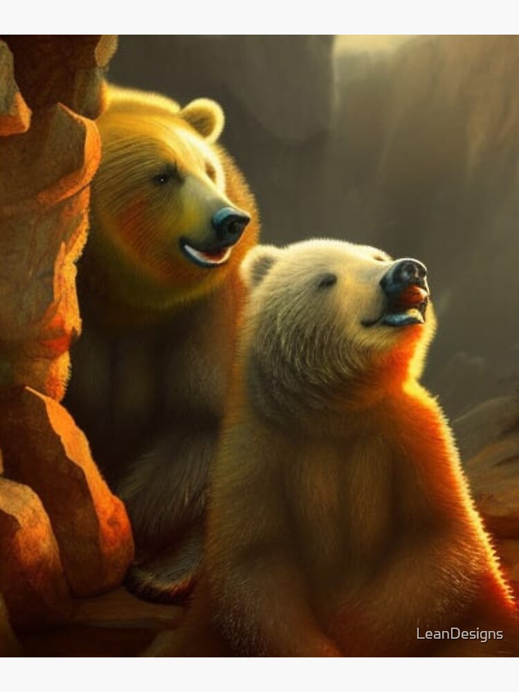 "Two Bears Enjoying the Sunset. 2 Bears 1 Cave" Sticker for Sale by ...