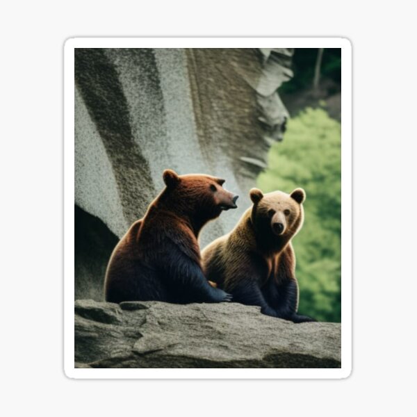 "Two Bears Talking. 2 Bears 1 Cave" Sticker for Sale by LeanDesigns ...