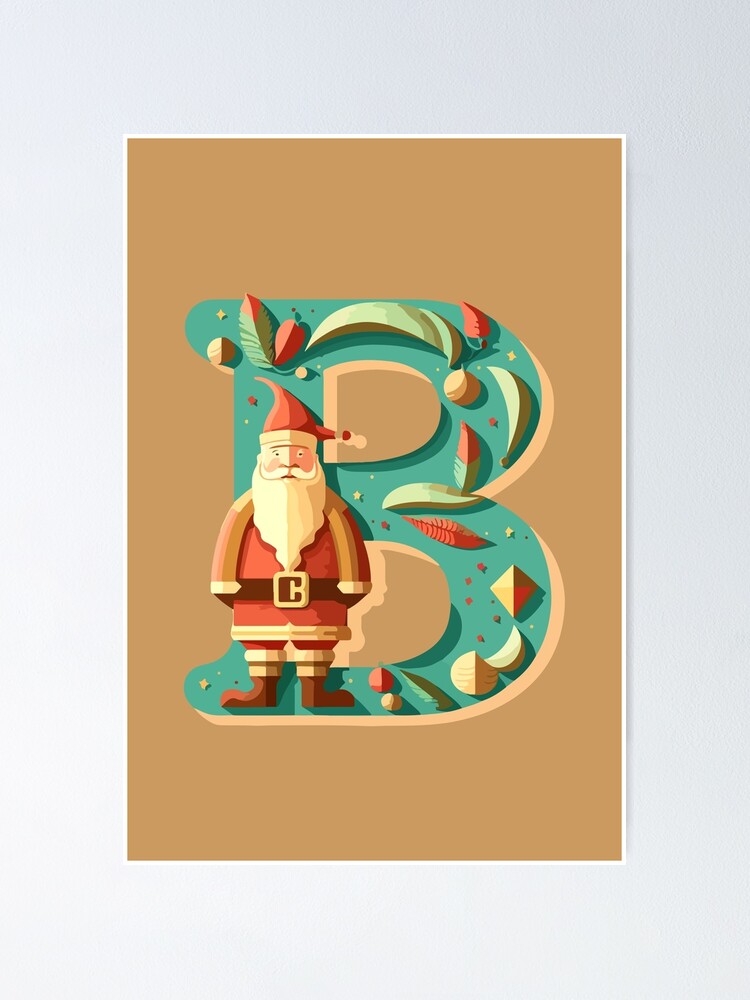 Póster «Letra del alfabeto de texto B decorativa con tema navideño de ...