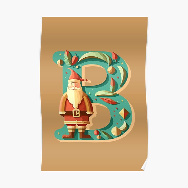 Póster «Letra del alfabeto de texto B decorativa con tema navideño de ...