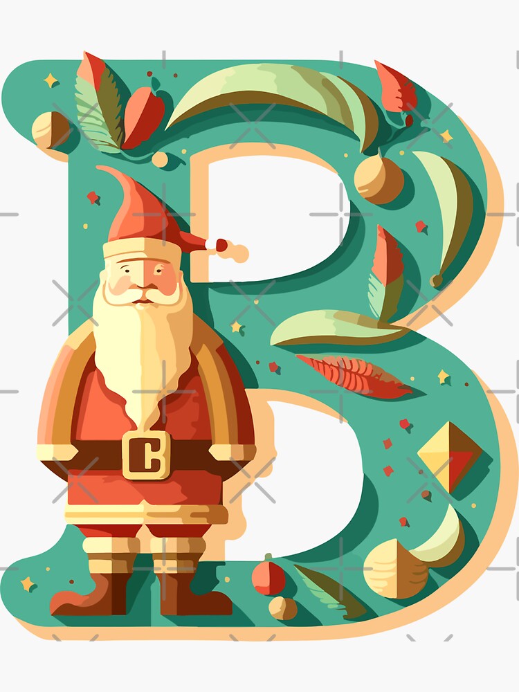 Pegatina «Letra del alfabeto de texto B decorativa con tema navideño de ...
