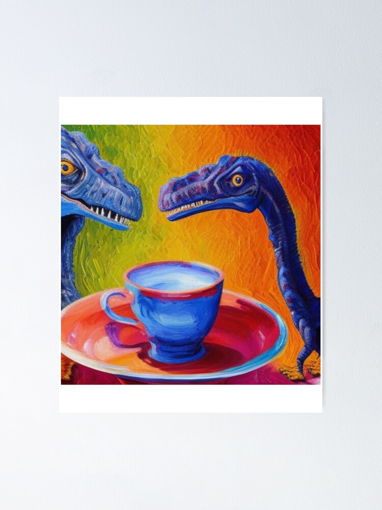 "Blue T-rex. Tea Rex" Poster for Sale by LeanDesigns | Redbubble