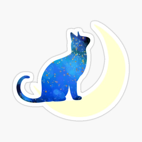 "Luna Cat, Space Cat, Crescent Moon" Sticker for Sale by MoonRitualCo ...