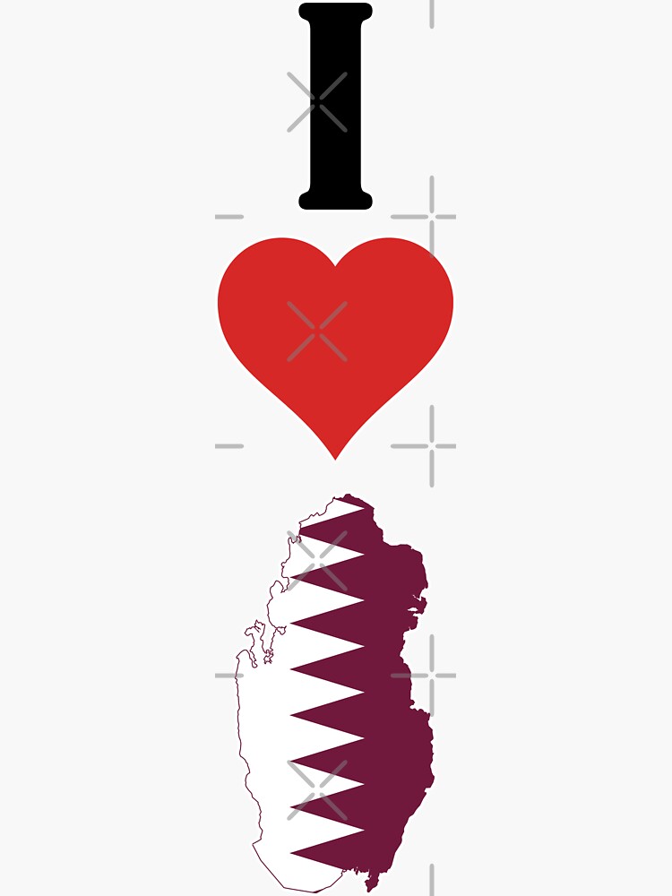 "I Love Qatar Vertical I Heart Qatari National Flag Map" Sticker for ...