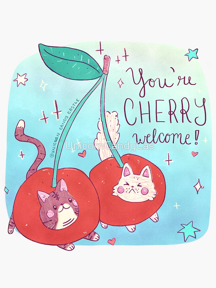 "You're Cherry Welcome - Cute Cat in Costume" Sticker for Sale by ...