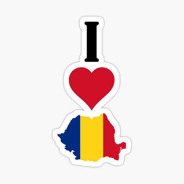 "I Love Romania Vertical I Heart Romanian National Flag Map" Sticker ...