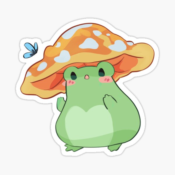 "Frog with Yellow Mushroom Hat" Sticker for Sale by kivnnchi | Redbubble