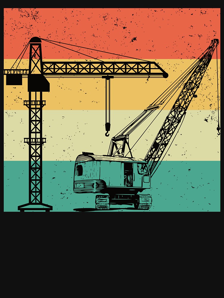 "Crane Operator Retro Sunset Vintage Funny Cranes Heavy Equipment ...