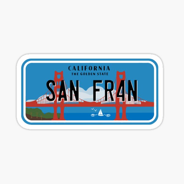"san francisco license plate " Sticker for Sale by SticktoUs | Redbubble