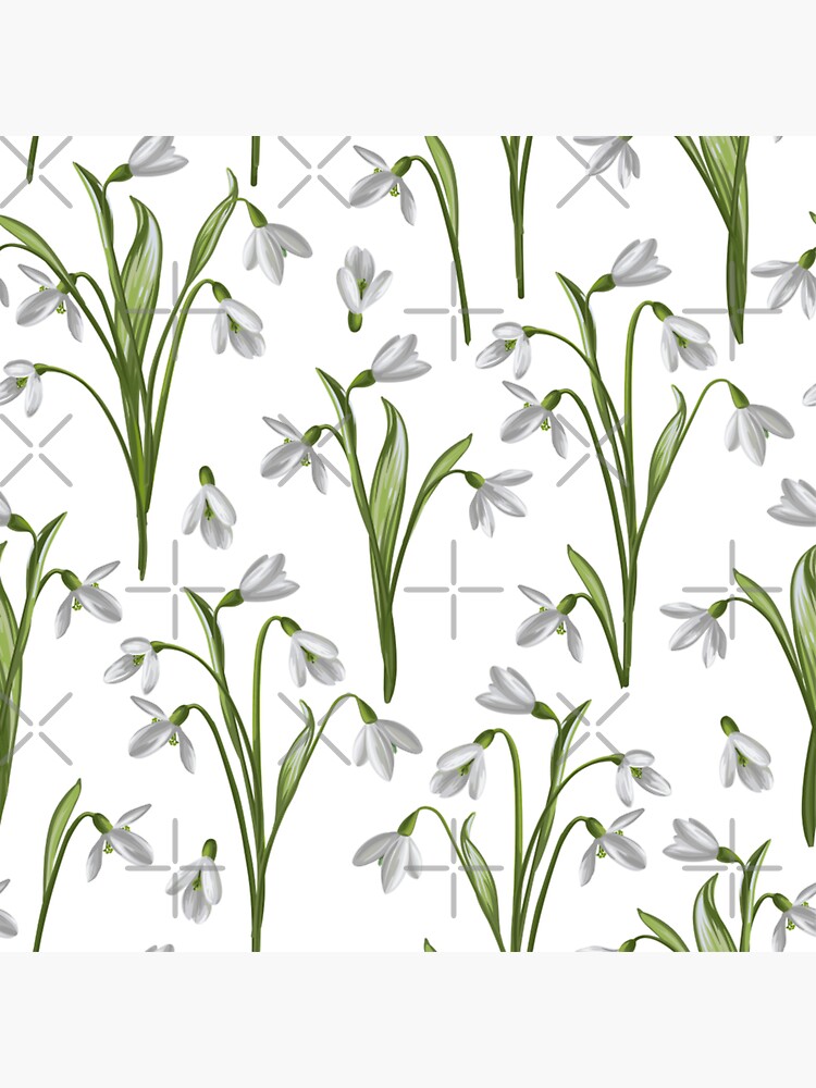 "snowdrop flowers with leaves seamless pattern" Sticker for Sale by ...