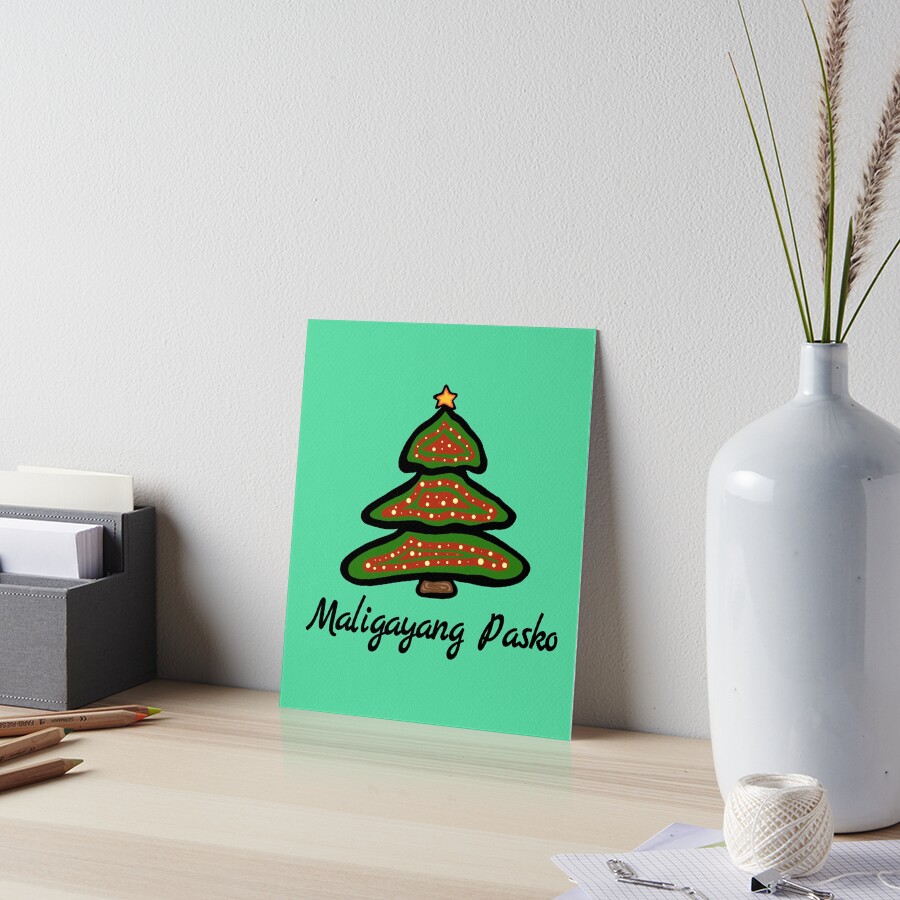"Maligayang Pasko Filipino Christmas Tree Filipinos Greeting" Art Board ...