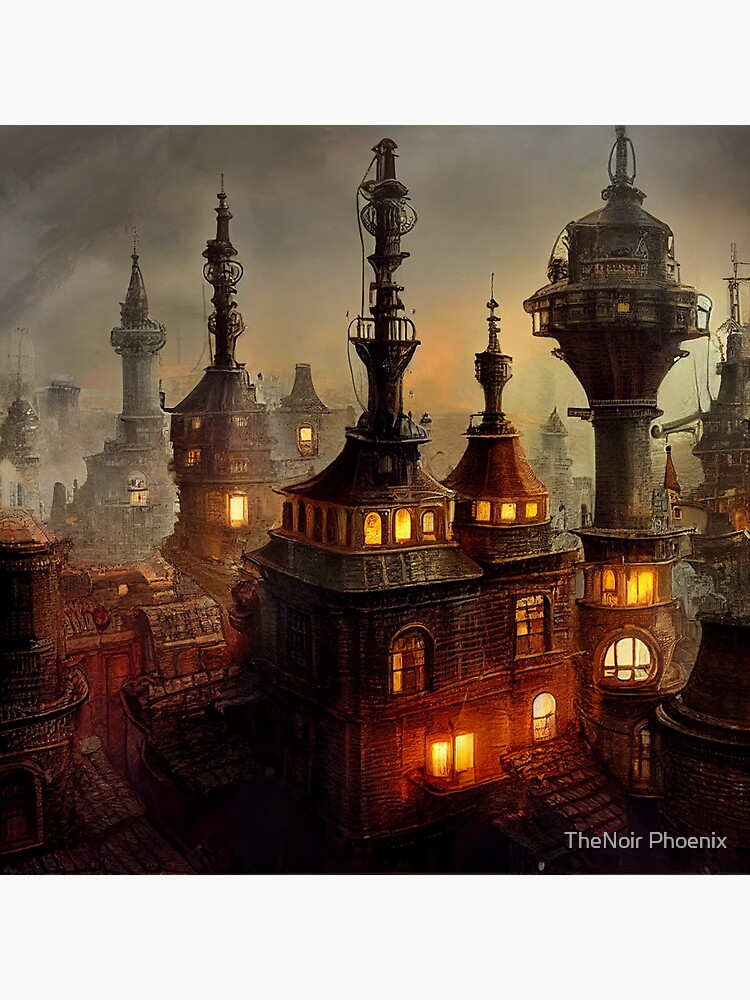 "Steampunk Victorian Rooftops" Sticker for Sale by phoenixmirage ...