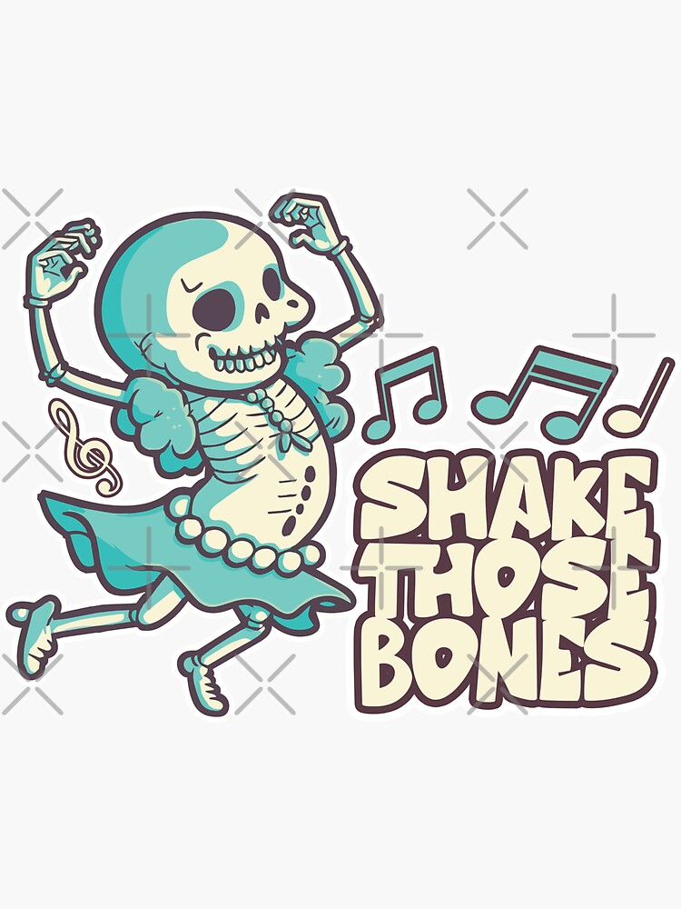 "Shake those bones dancing Girl skeleton" Sticker for Sale by ...