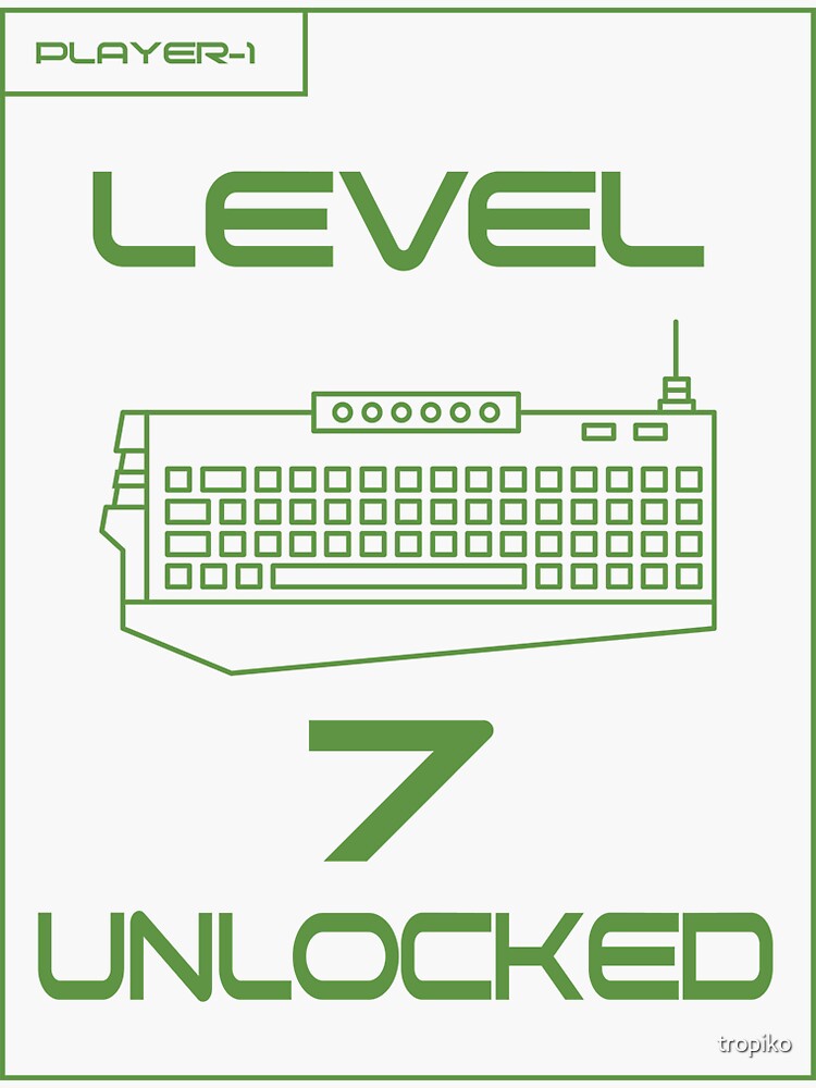 "Kids Level 7 Unlocked Funny Video Gamer 7th Birthday" Sticker for Sale ...