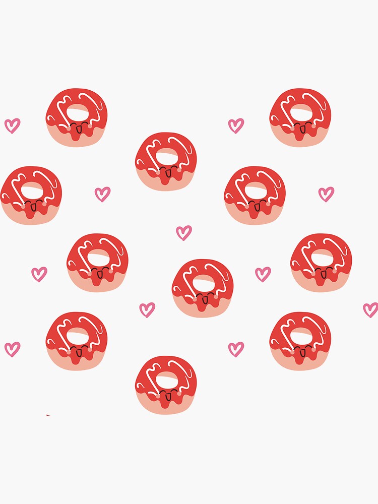 "Funny Strawberry Donuts Pattern" Sticker for Sale by Goldenyildiz | Redbubble