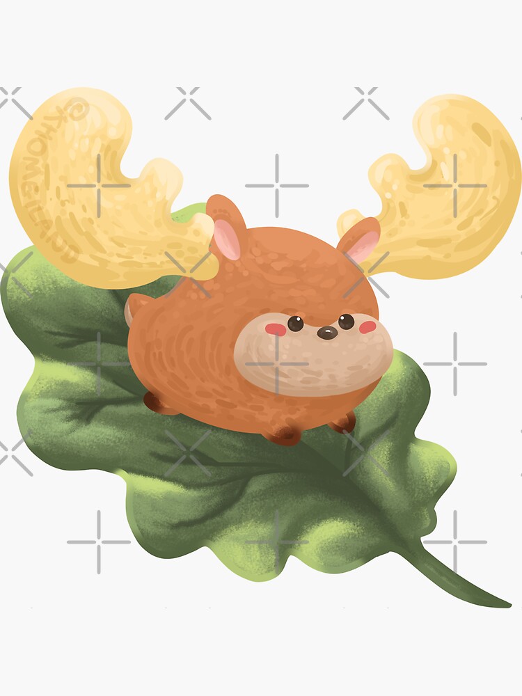 "Moose Floating on a Big Leaf" Sticker for Sale by Khotekmei | Redbubble