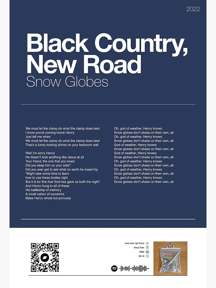 "SNOW GLOBES Black Country New Road poster negative blue version" Art ...