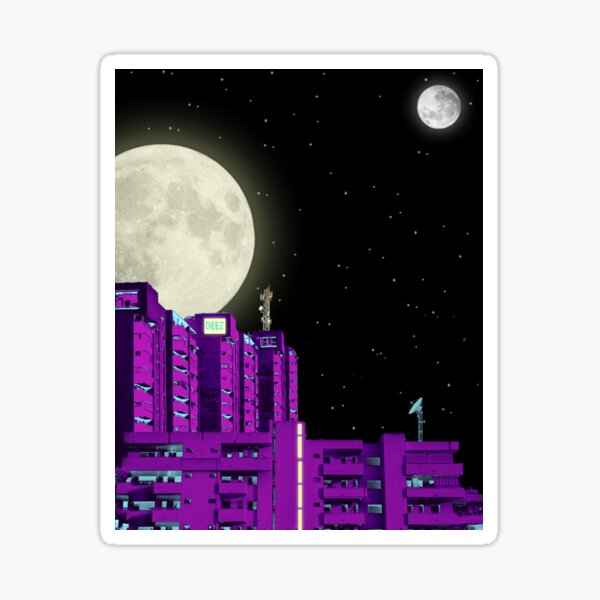 "Cyber City Moons" Sticker for Sale by Pedro-orange | Redbubble