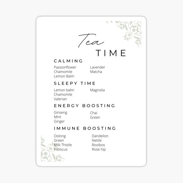 "Tea Time Chart " Sticker for Sale by PensivyLeah | Redbubble