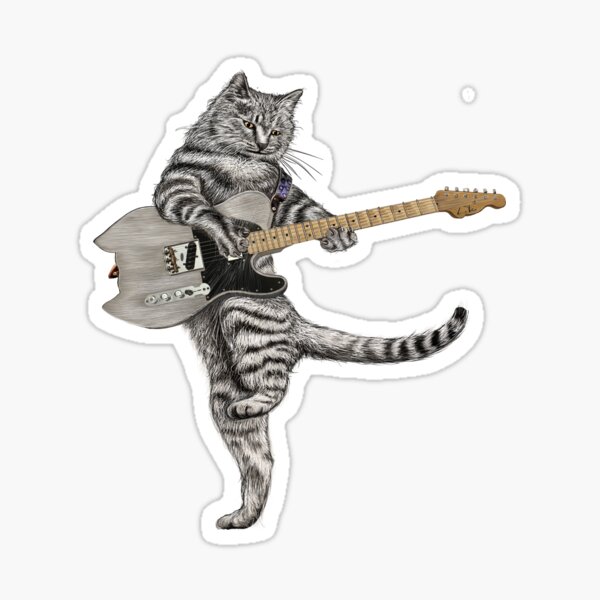"Busker the Chill Electric Guitar Cat " Sticker for Sale by oz10 ...