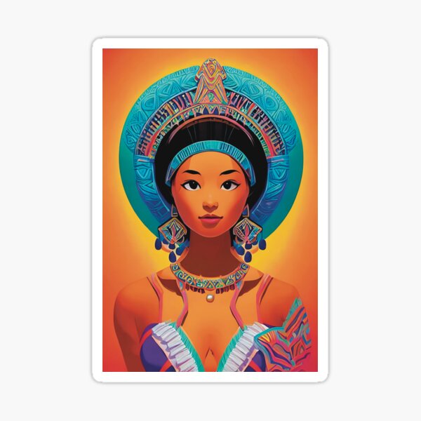 "Illustration of beautiful mayan woman | Digital Art" Sticker for Sale ...