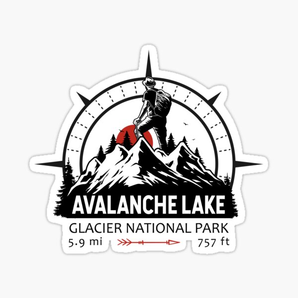 "Avalanche Lake Trail Montana Hiker Compass" Sticker for Sale by ...