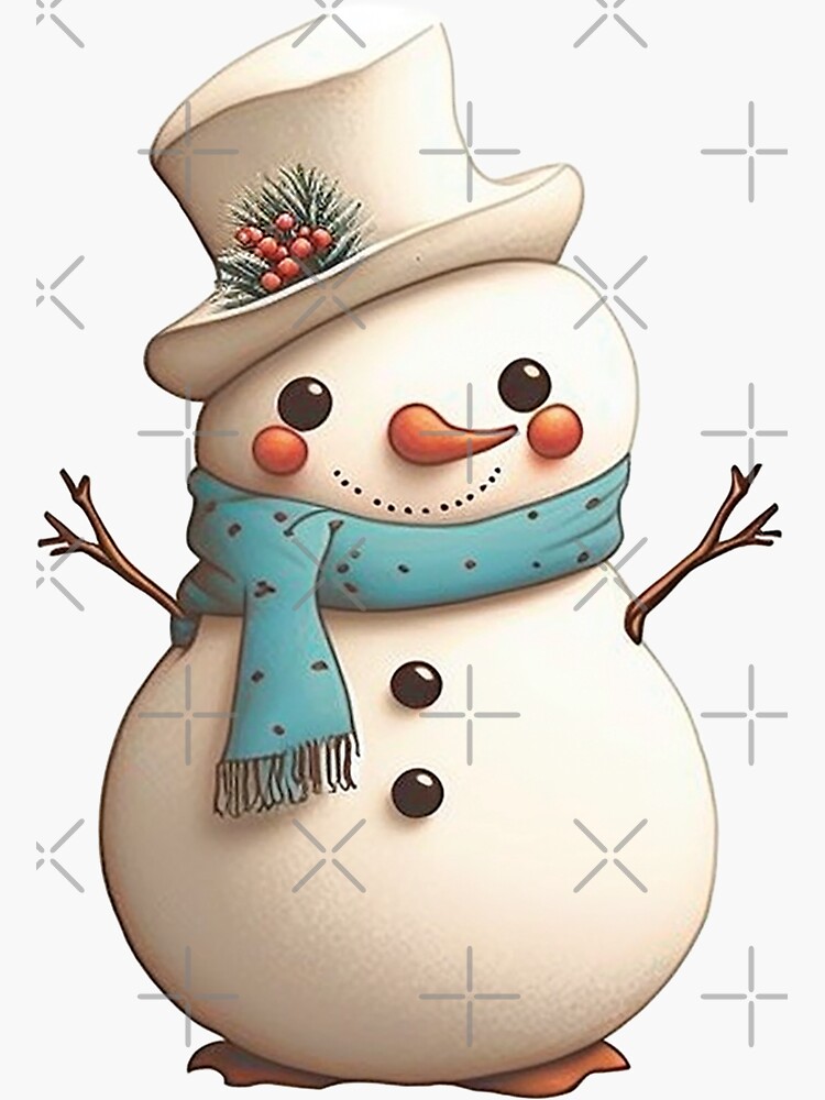 "Cute Snowman" Sticker for Sale by CasalingoCrafts | Redbubble