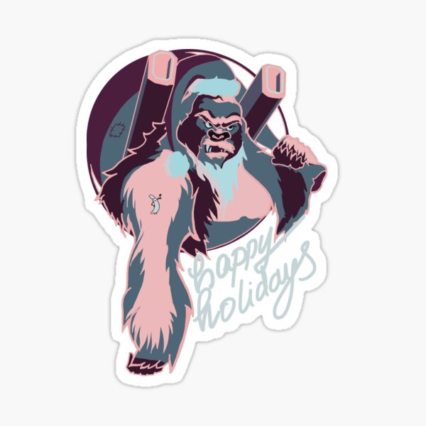 "Behemoth as Santa, light pink and blue" Sticker for Sale by Solar1sArt ...