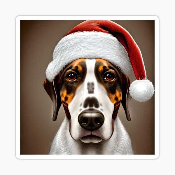 "Christmas American English Coonhound Wearing A Santa Hat" Sticker for ...