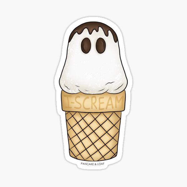 "Ice-Scream! - Ghost Ice Cream Cone" Sticker for Sale by PancakeAndLoaf ...