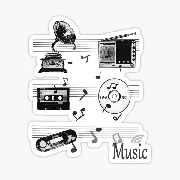 "evolution of music" Sticker for Sale by gardentree | Redbubble