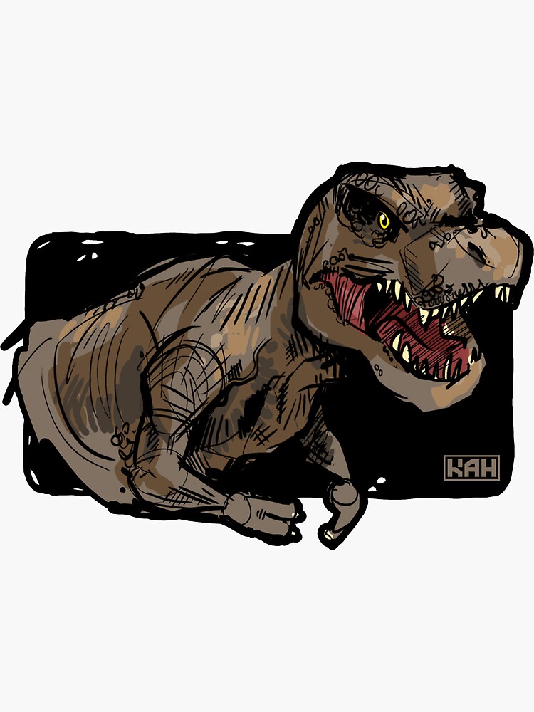 "Tyrannosaurus Rex Doodle" Sticker for Sale by MrHinkleDraws | Redbubble