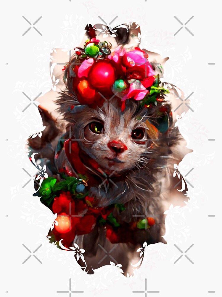 "Cat Mistletoe Decorative " Sticker for Sale by zheworkstudio | Redbubble