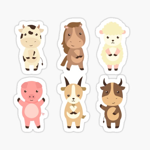 "Farm Animals" Sticker for Sale by FREECROWSHOP | Redbubble