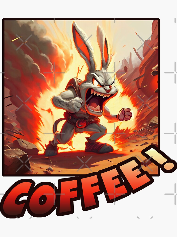 "Crazy Rabbit Amusing Original Cartoon" Sticker for Sale by CyberNoir ...