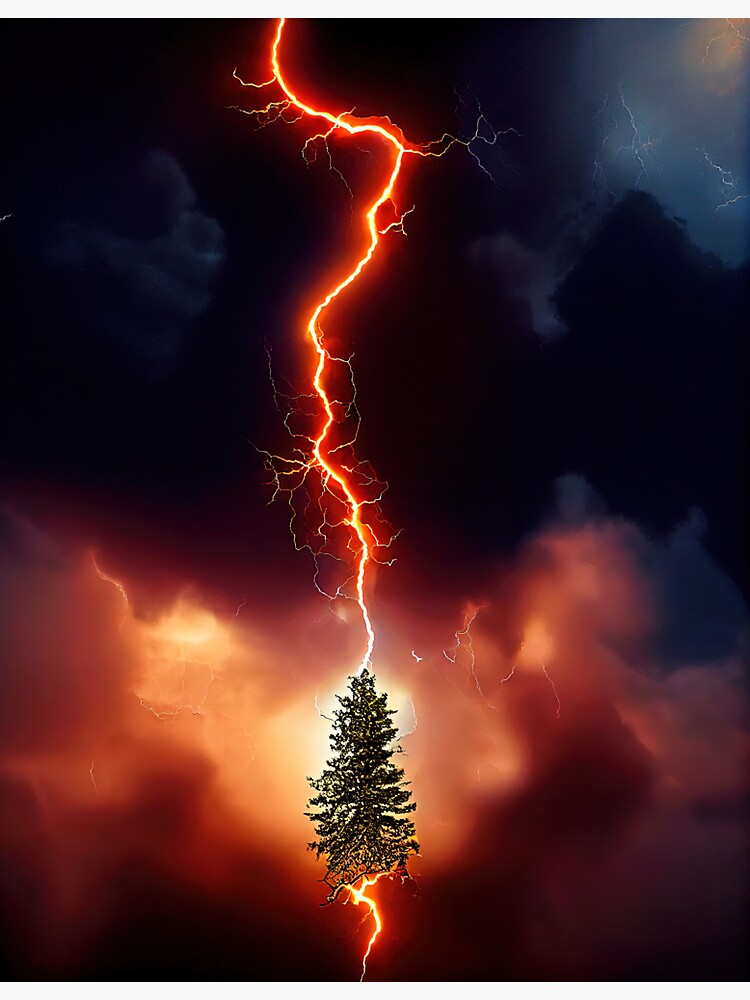 "Lightning Strikes Tree" Sticker for Sale by EmanateArt | Redbubble