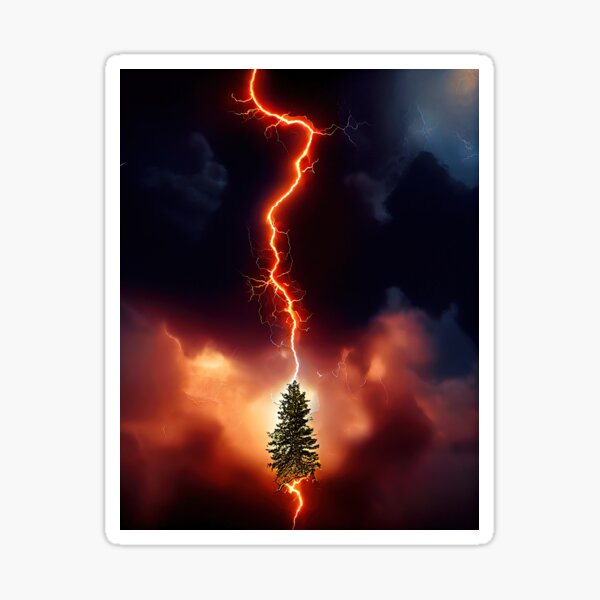 "Lightning Strikes Tree" Sticker for Sale by EmanateArt | Redbubble