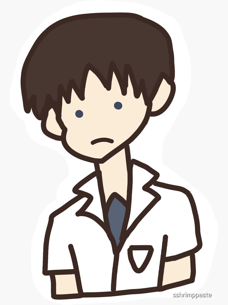 "Sad boi shinji sticker" Sticker for Sale by sshrimppaste | Redbubble