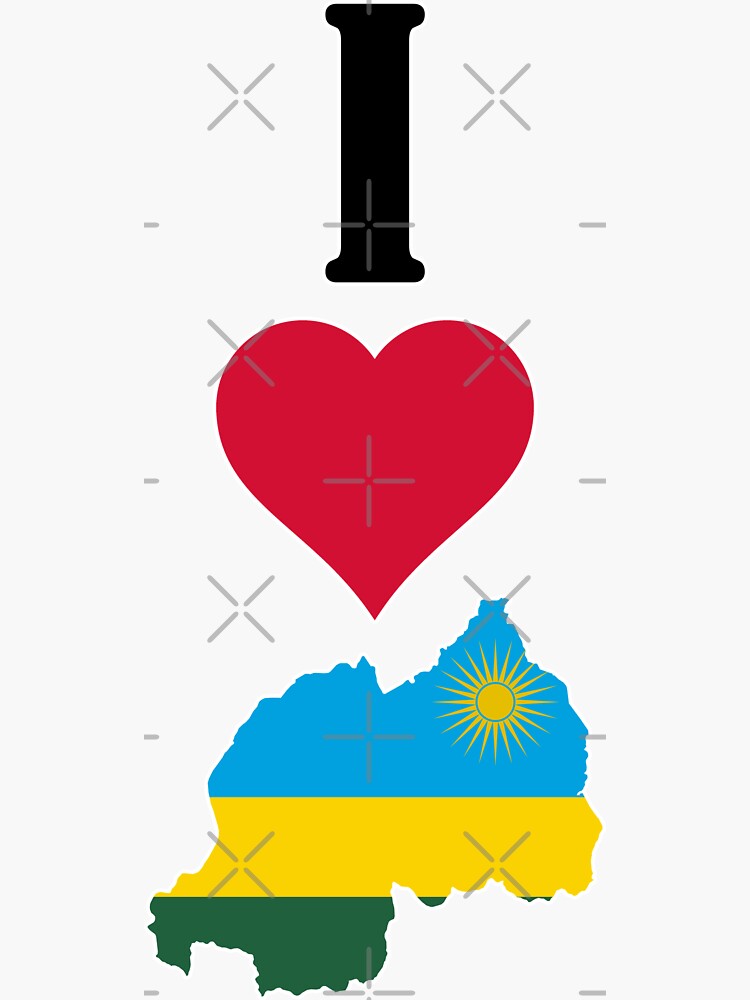 "I Love Rwanda Vertical I Heart Rwandan National Flag Map" Sticker for ...