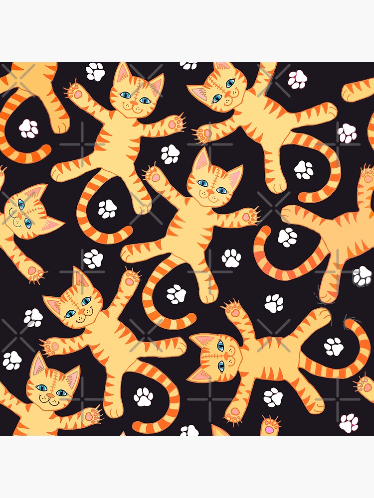 "Flying ginger kitties on black " Sticker for Sale by QuirkyCatz ...