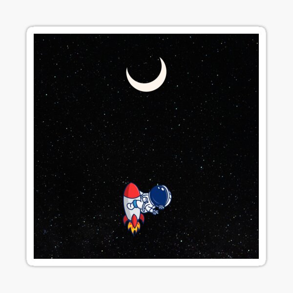 "Astronaut Half Moon" Sticker for Sale by AeLusr | Redbubble