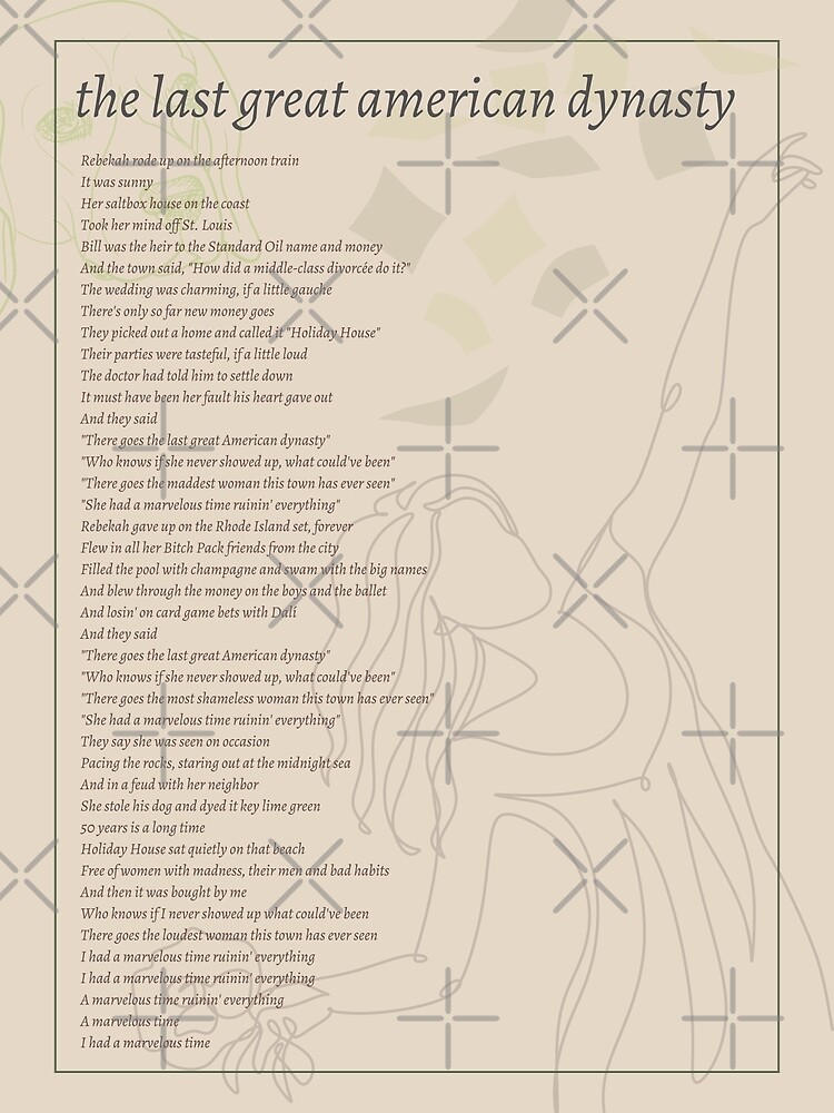 "the last great american dynasty lyric sheet - folklore taylor swift ...