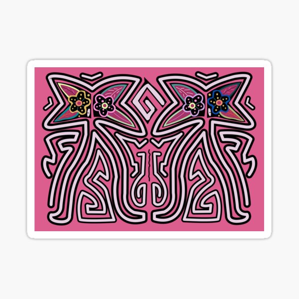 " kuna pink mola from panama illustration" Sticker for Sale by ...