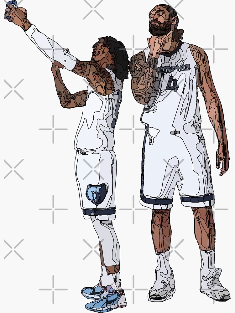 "Ja Morant x Steven Adams" Sticker for Sale by Playful-Shop | Redbubble