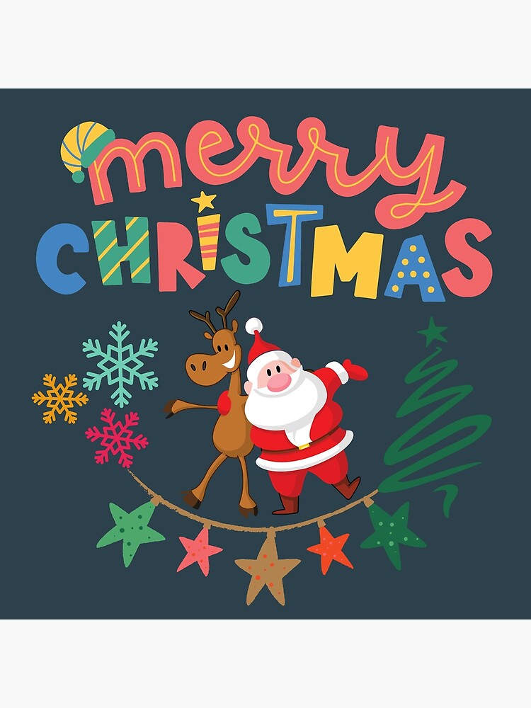"Merry Christmas graphic design Santa Claus and Rudolph the reindeer ...