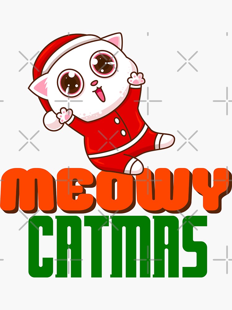 "Meowy Catmas" Sticker for Sale by MrJArts | Redbubble