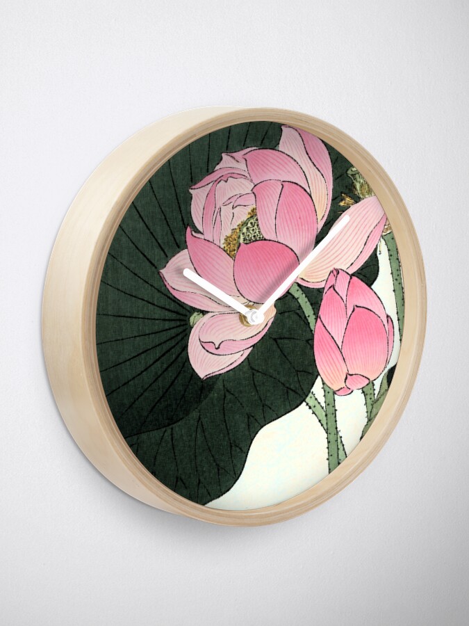 "Lotus Flower - Vintage Japanese Fine Art" Clock for Sale by ...