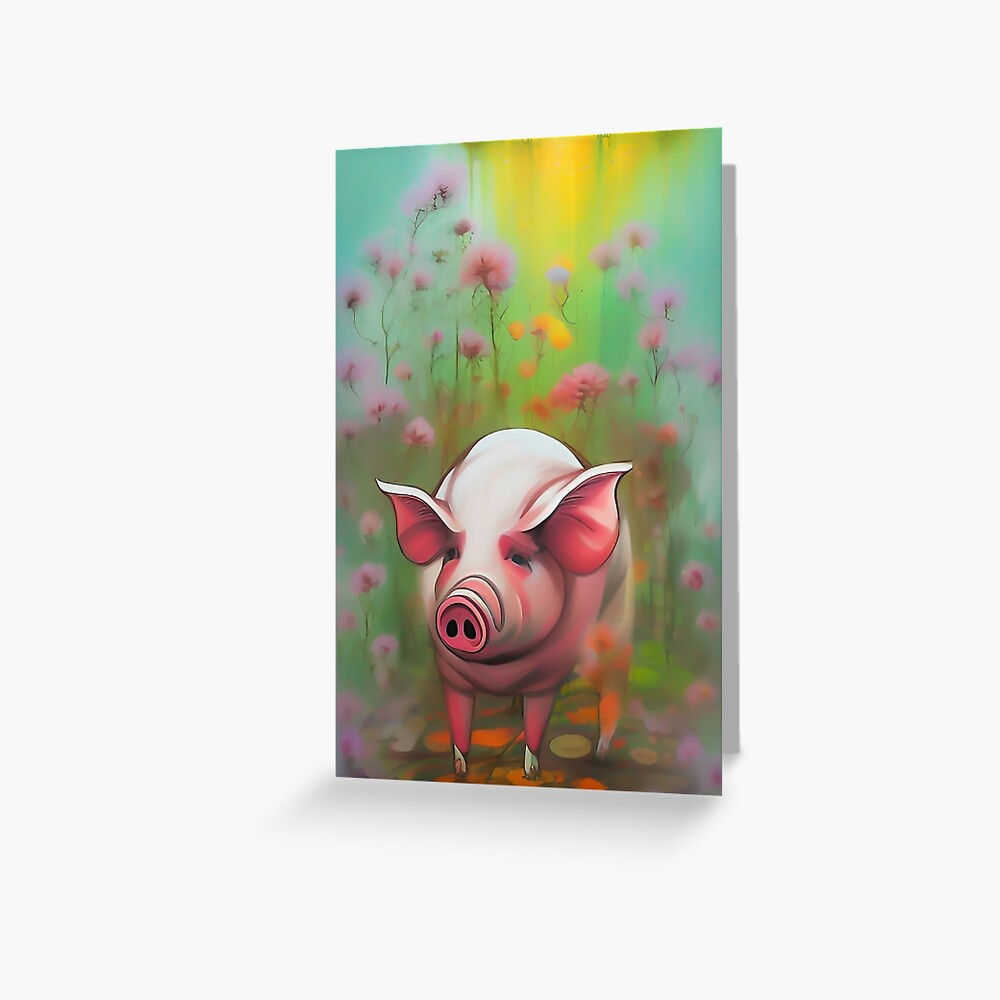 Tarjetas de felicitación «Bonita acuarela de cerdo en el cerdo de la ...