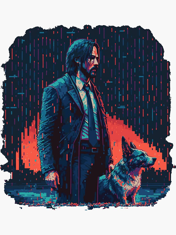 "John Wick Minimalist 16-bit" Sticker for Sale by FZIArt | Redbubble